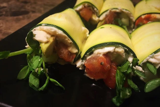 Zucchini Sushi Rolls with Spicy Tomato Ahi | Veggies at Tiffani’s