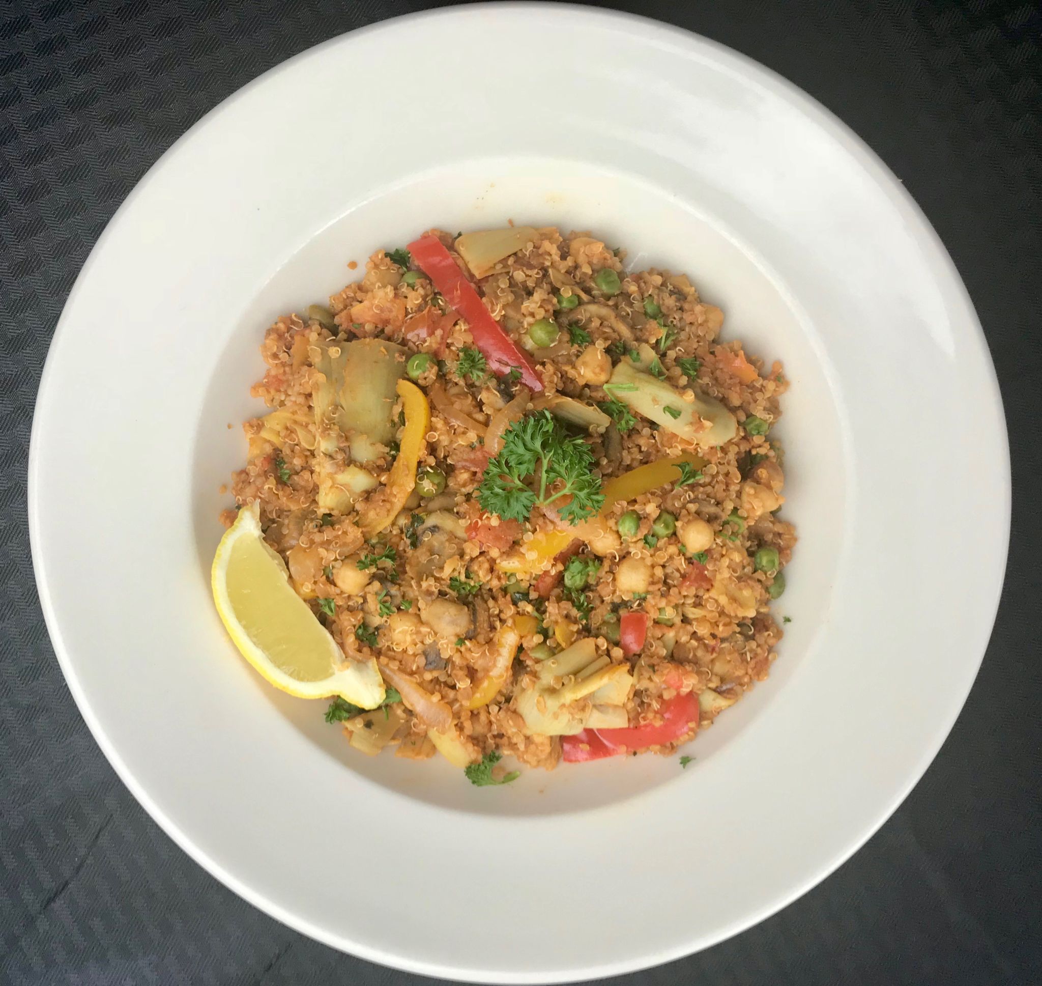 Soyrizo & Quinoa Paella | Veggies at Tiffani’s