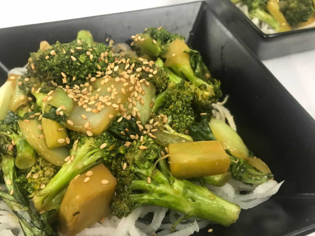 Spiralized Daikon with Miso-Ginger Broccoli and Baby Bok Choy | Veggies ...